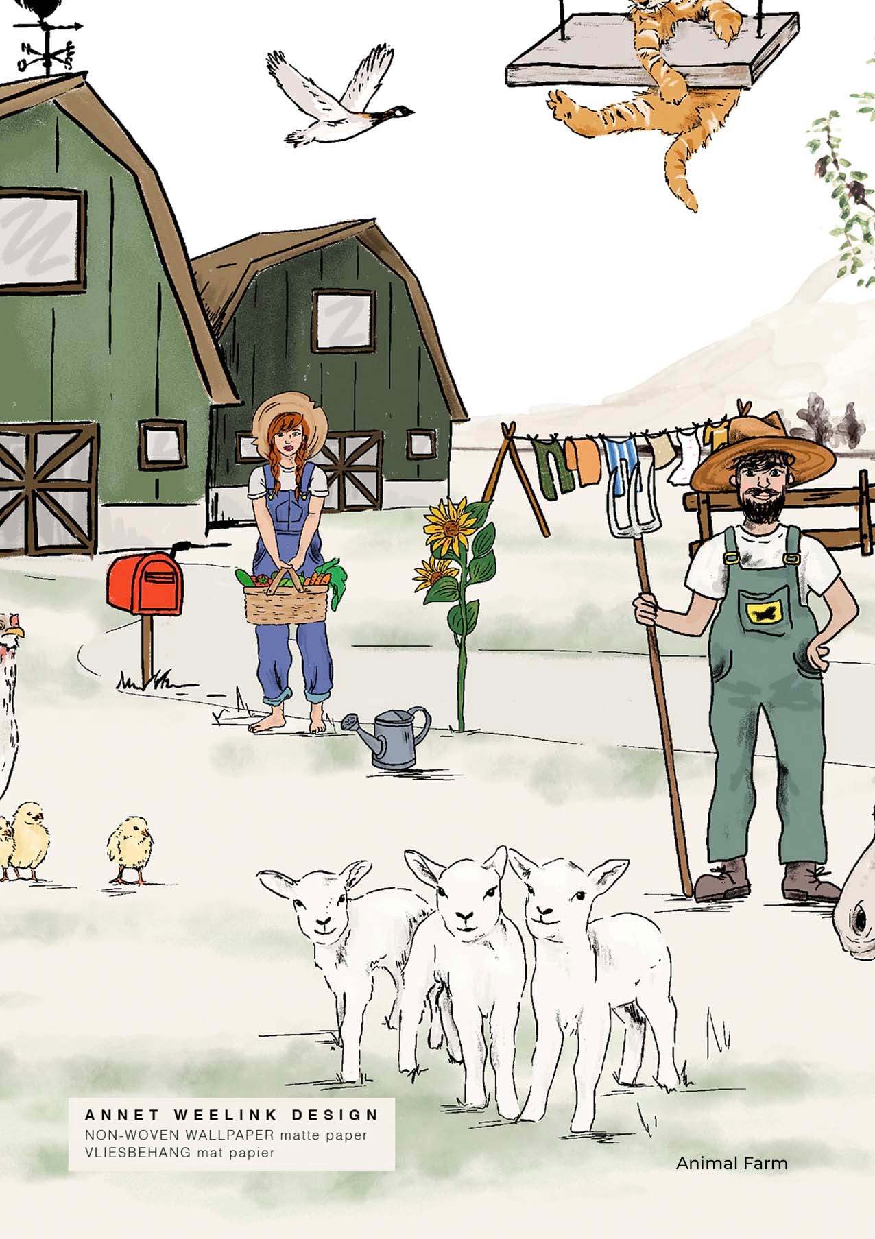 Dier Behang - Animal Farm | Hoogwaardige Ontwerper Behang - Annet ...