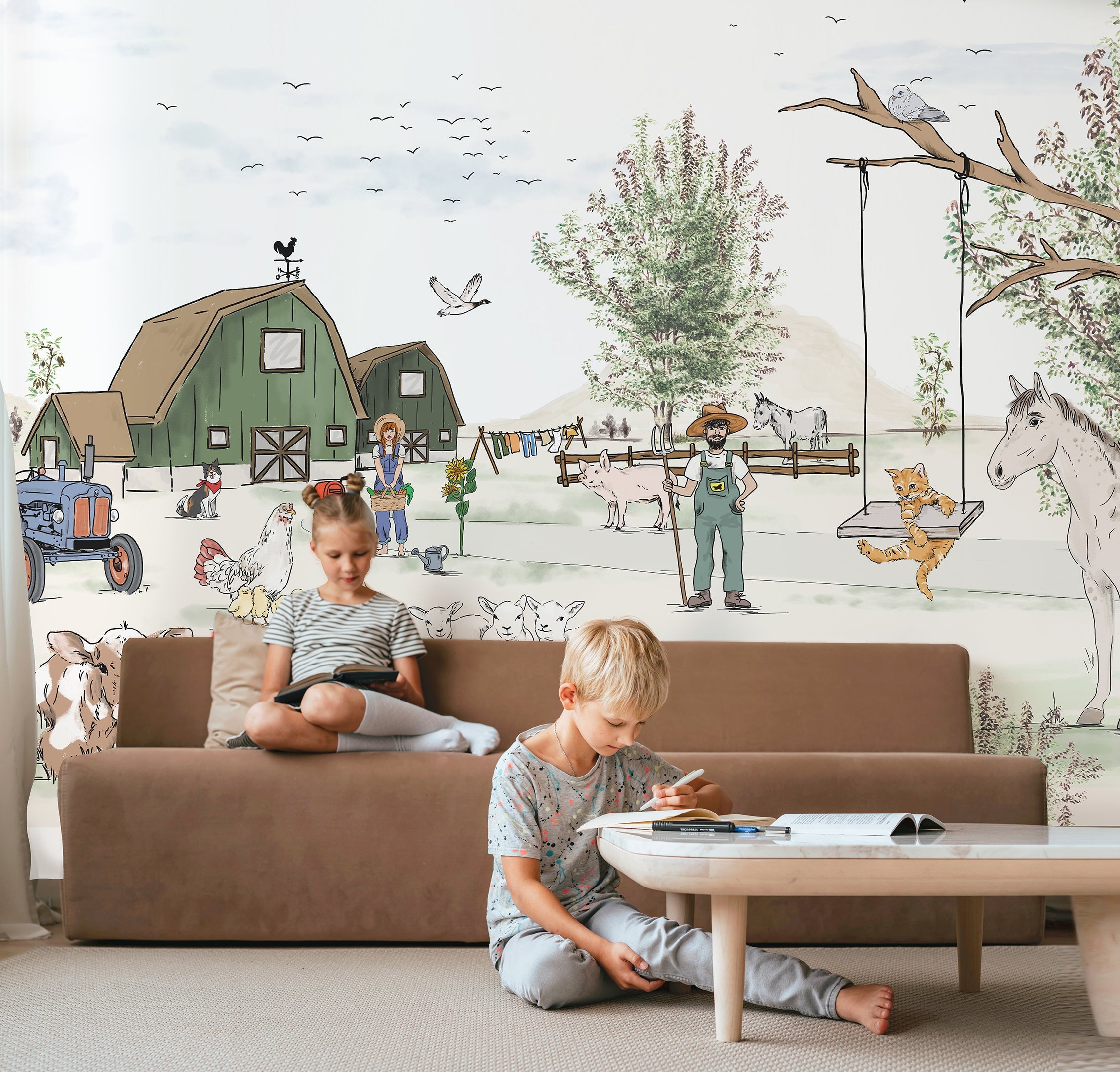 Dier Behang - Animal Farm | Hoogwaardige Ontwerper Behang - Annet ...