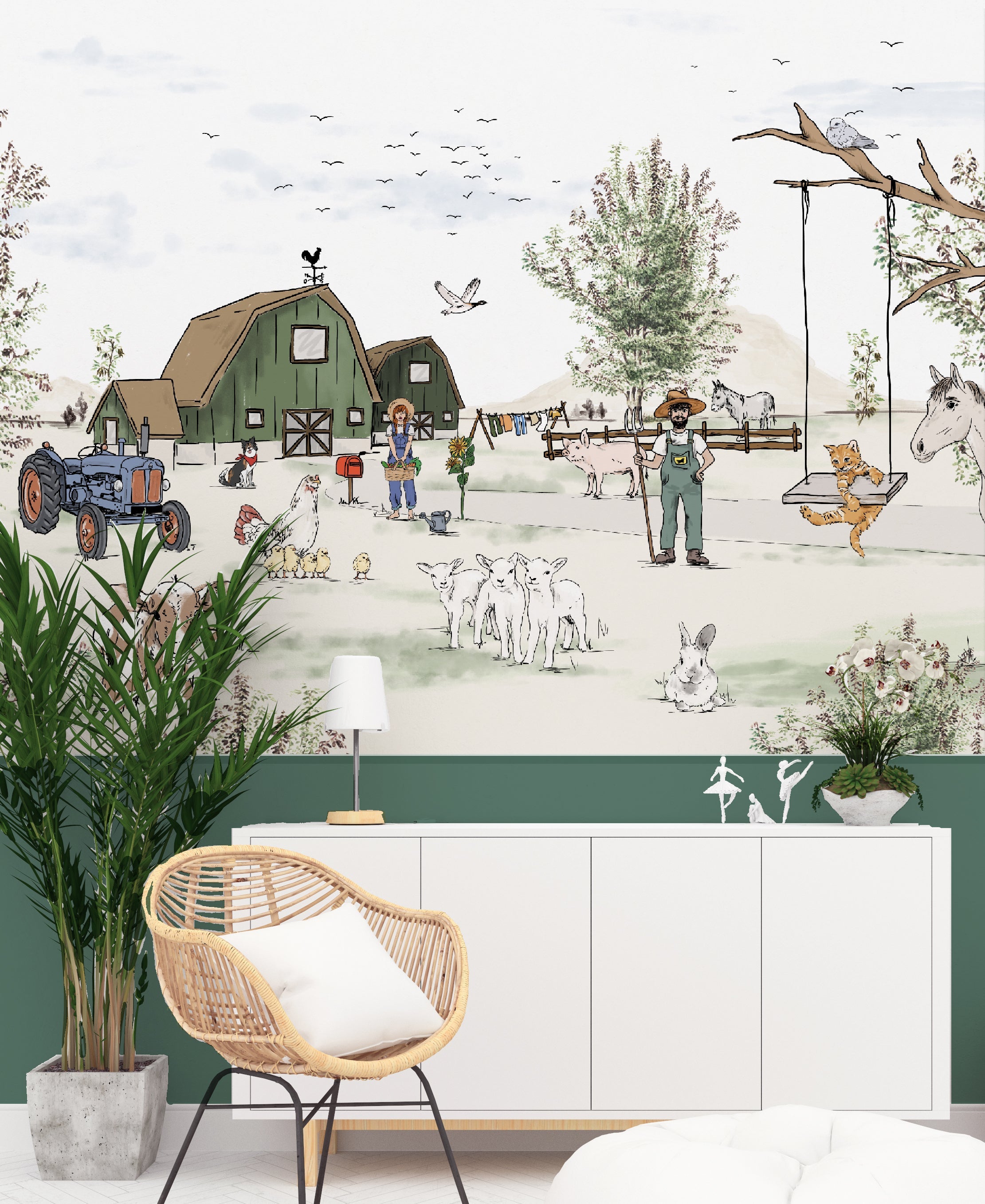 Dier Behang - Animal Farm | Hoogwaardige Ontwerper Behang - Annet ...