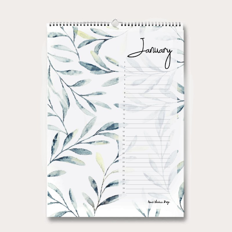 Birthday Calendar - WATERCOLOR - A4 - Perpetual – Annet Weelink Design
