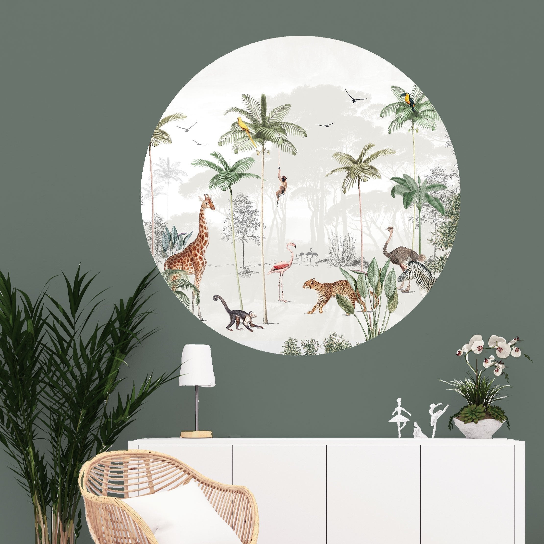 Sale Round wall sticker - Wildlife's Playground 120cm – Annet Weelink ...
